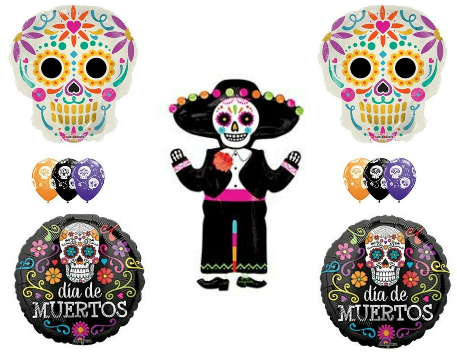 Day of The Dead Skeleton Halloween Birthday party balloons Dia de ...