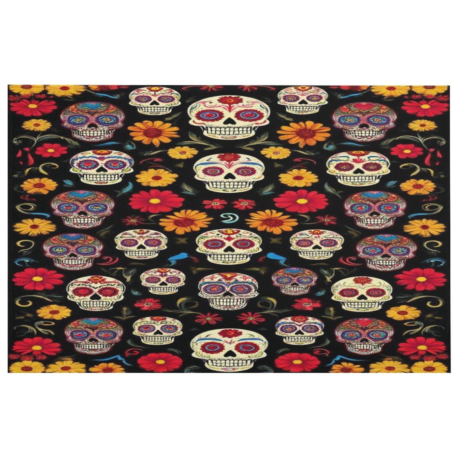 Day of The Dead Skulls Floral Adult Home Decor Bedroom Living Room ...