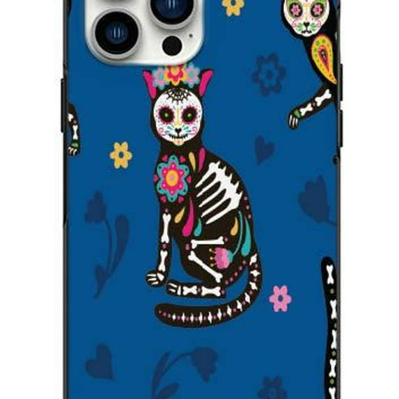 Day of The Dead Sugar Skull Cat Phone Case for 17 16 15 14 13 12 11 Pro ...