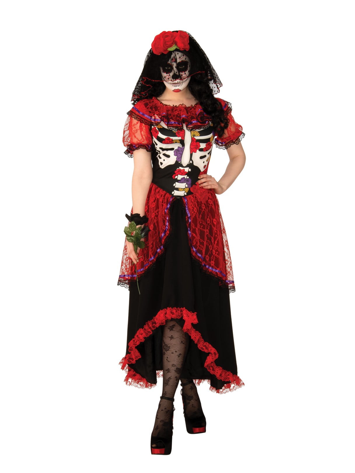Rubies Day of The Dead Sugar Skeleton Dress Costume for Adults, Women's ...