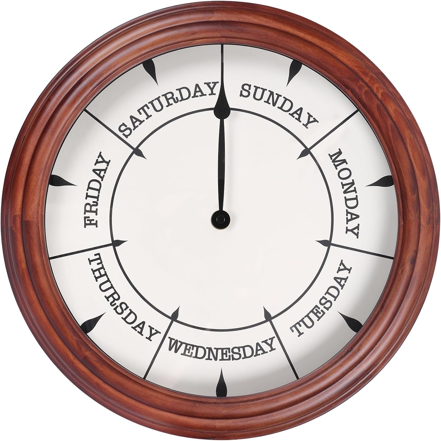 Day of The Week Clock 14Inch Retirement Wall Clock with Wood Frame Day ...