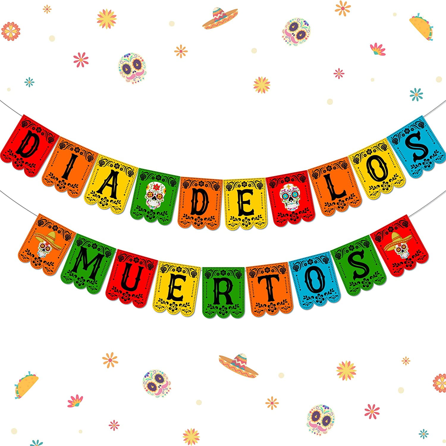 Day of the Dead Banner, Dia De Los Muertos Sugar Skull Banner ...