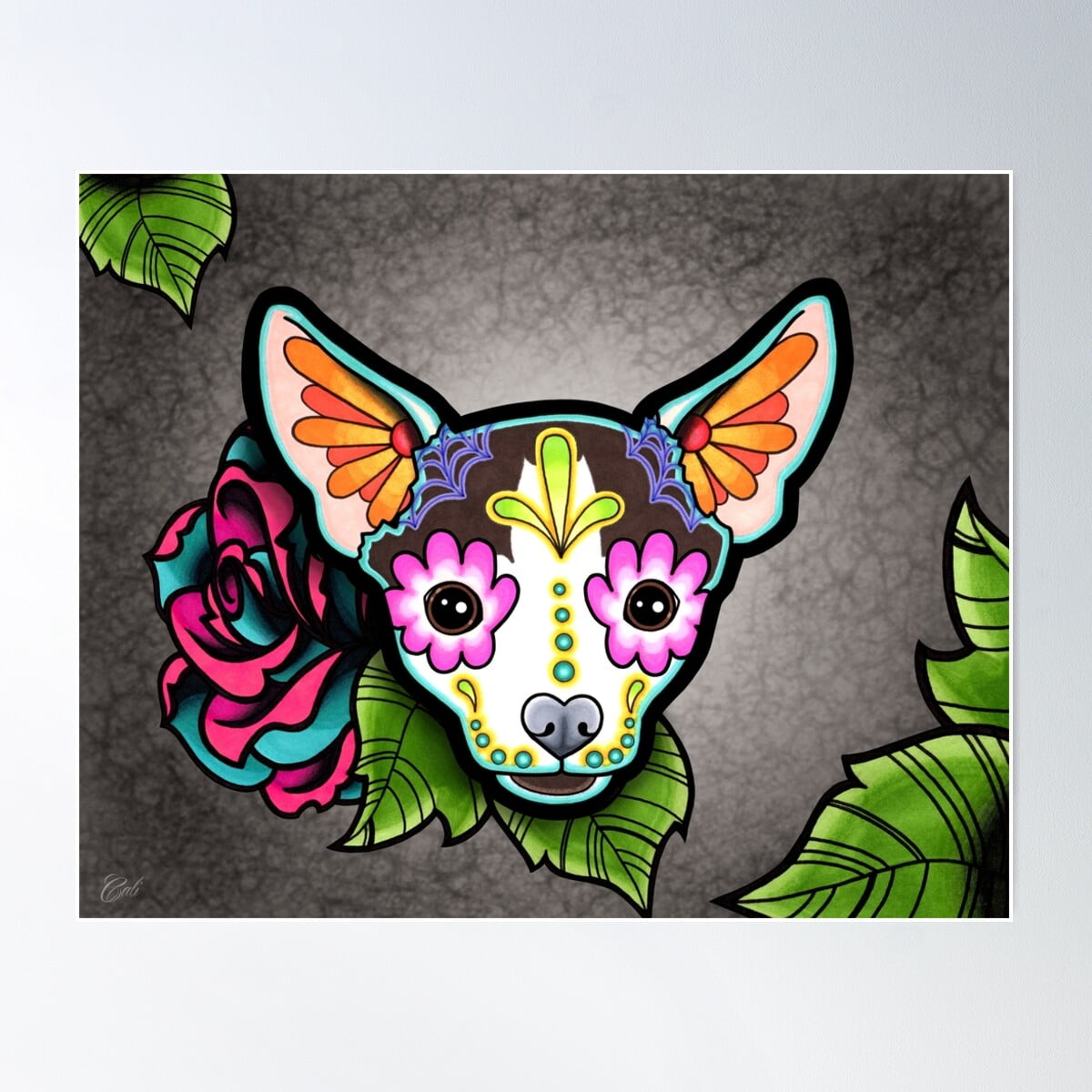 Day of the Dead Chihuahua in Moo Sugar Skull Dog Poster, 24x36 UNFRAMED ...