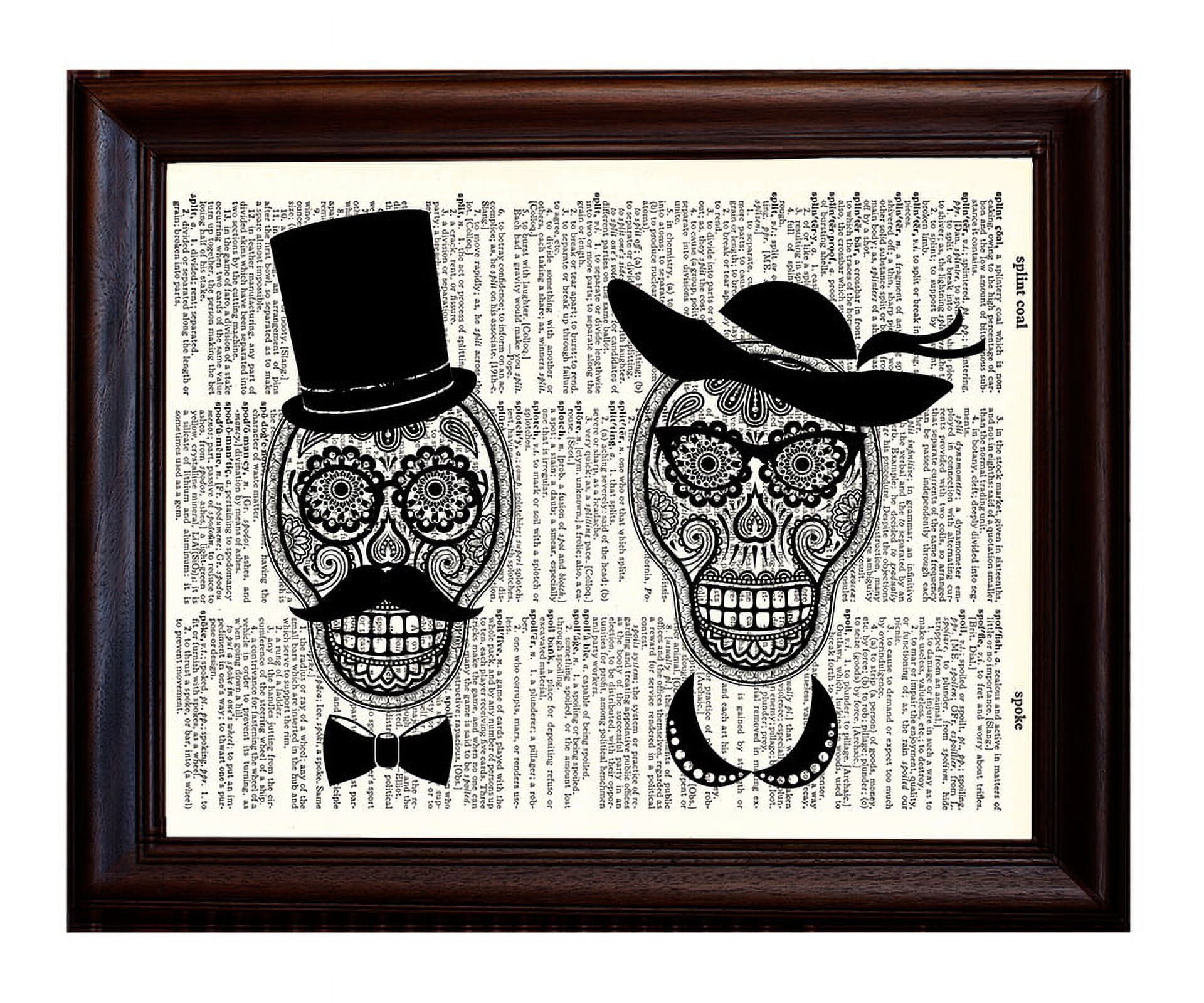 Day of the Dead Couple - Dictionary Art Print Printed On Authentic ...