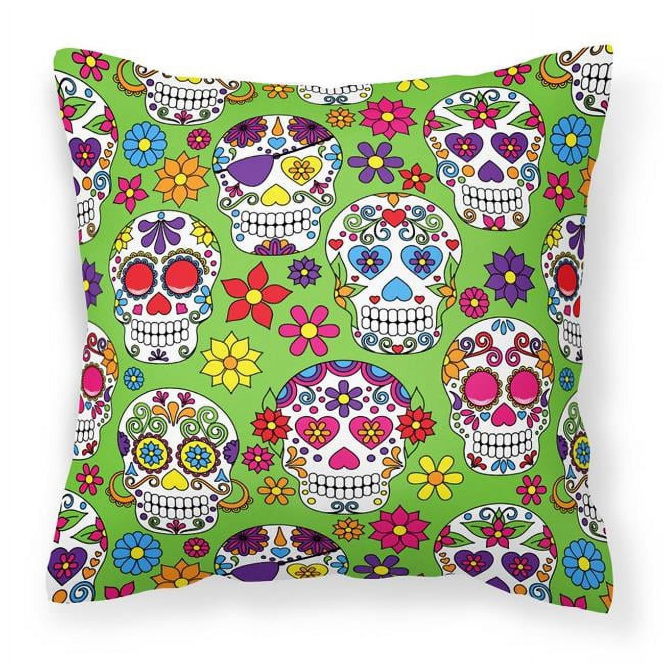 Day of the Dead Green Fabric Decorative Pillow - Green - 14in. H x 3in ...