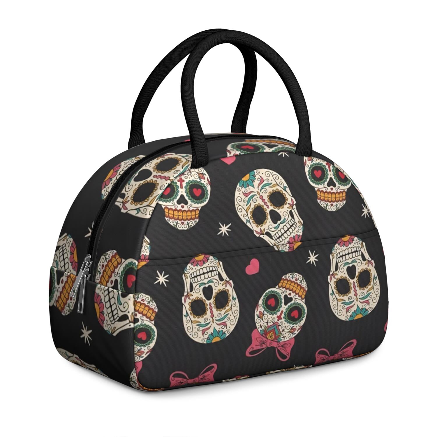 Day of the Dead Lunch Box - Intricate Skull & Roses Pattern Insulated ...