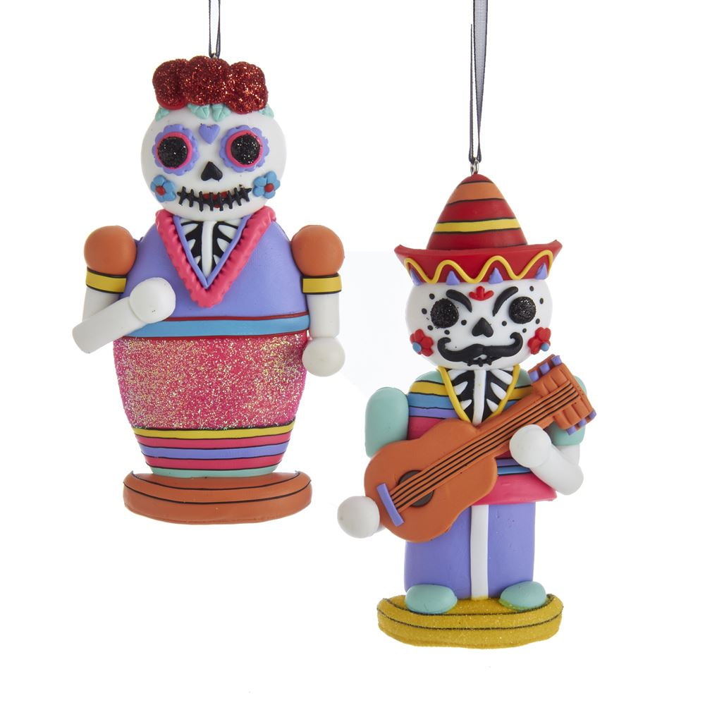 Day of the Dead Skeleton Multicolored 4 inch Resin Christmas Ornaments ...