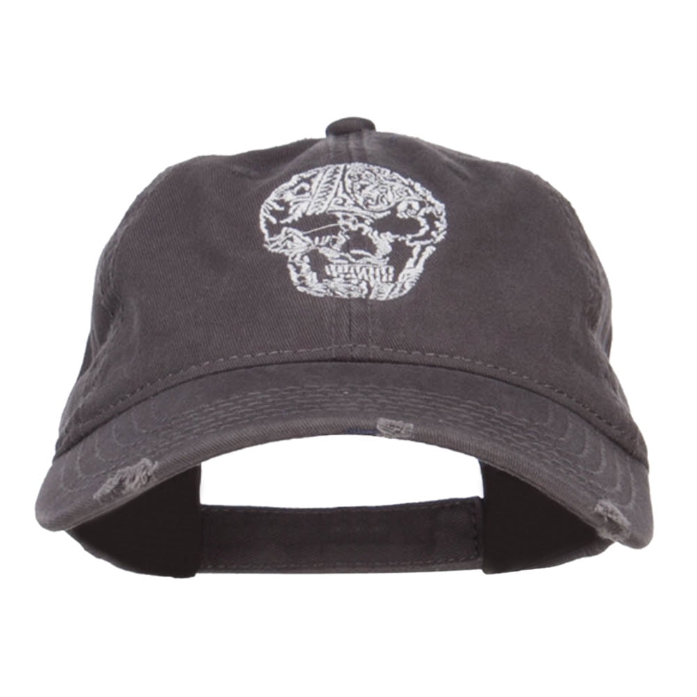 Day of the Dead Skull Embroidered Frayed Cap - Charcoal OSFM - Walmart.com