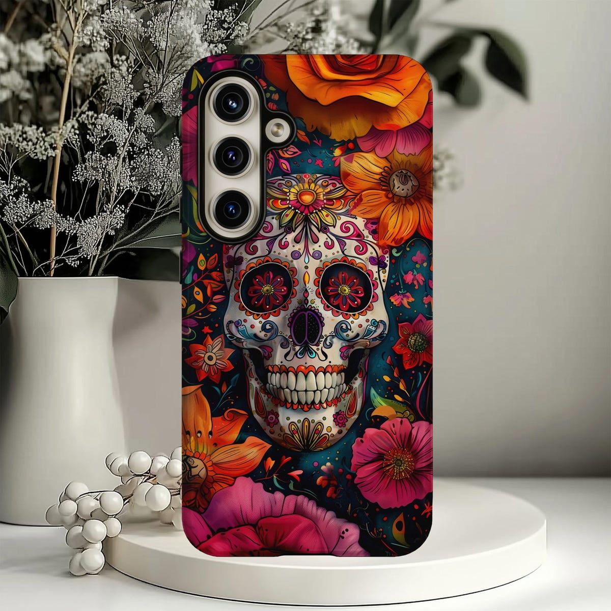 Day of the Dead Sugar Skull Phone Case for 17 16 15 14 13 12 11 Pro Max ...