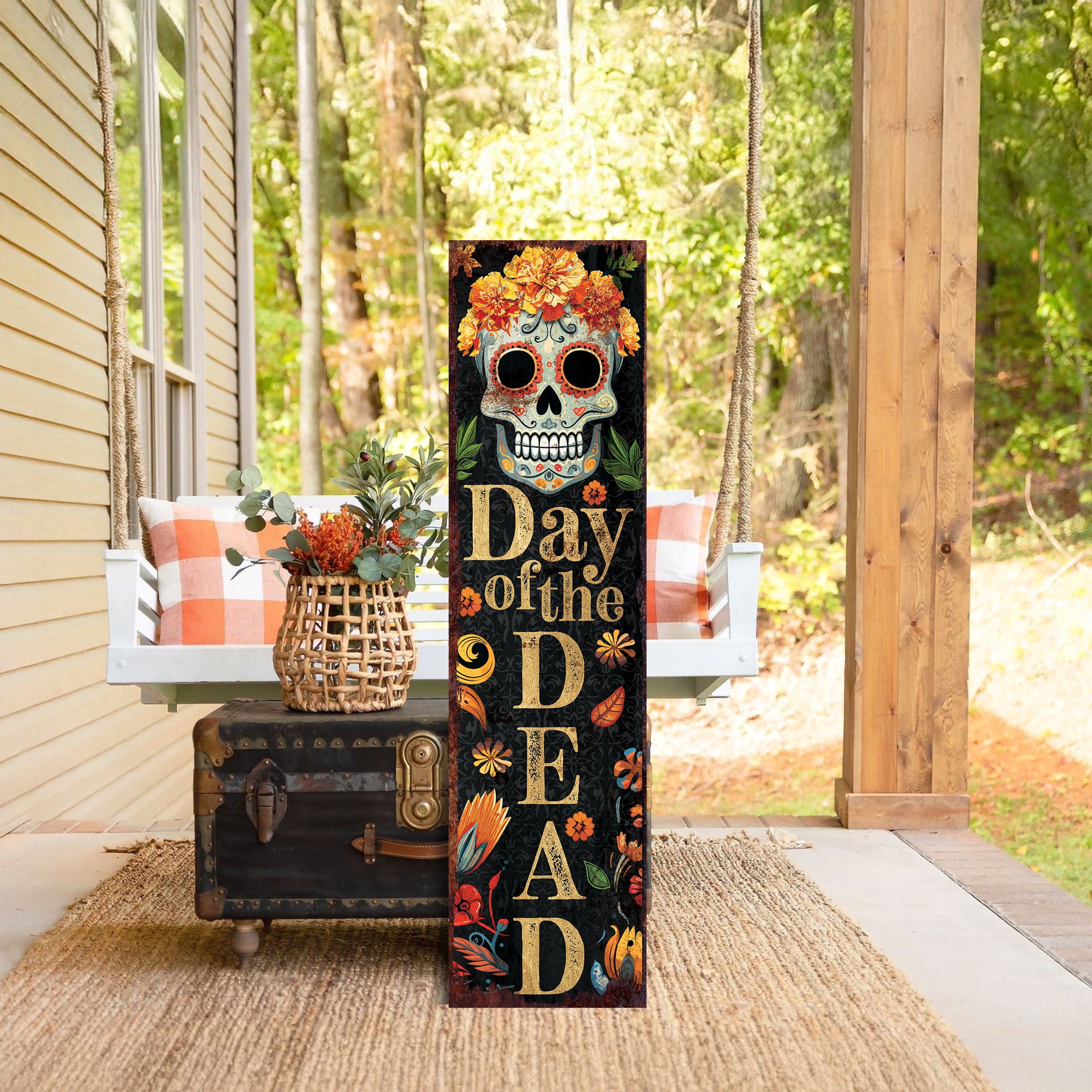 Day of the Dead Sugar Skull Porch Sign - Dia De Los Muertos Front Porch ...