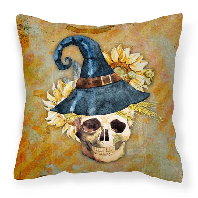 Day of the Dead Witch Skull Fabric Decorative Pillow - 18 x 3 x 18 in ...