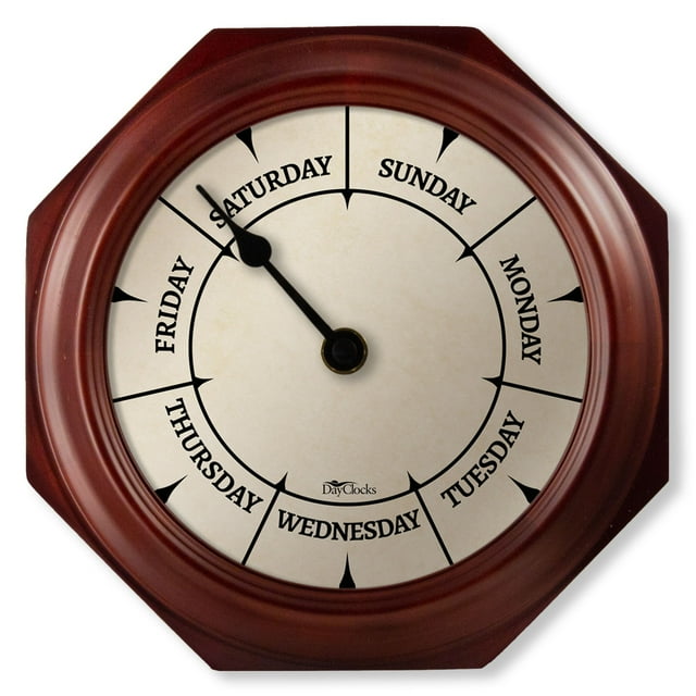 "DayClocks Classic 10"" Mahogany Wood Frame Wall Clock: Battery ...