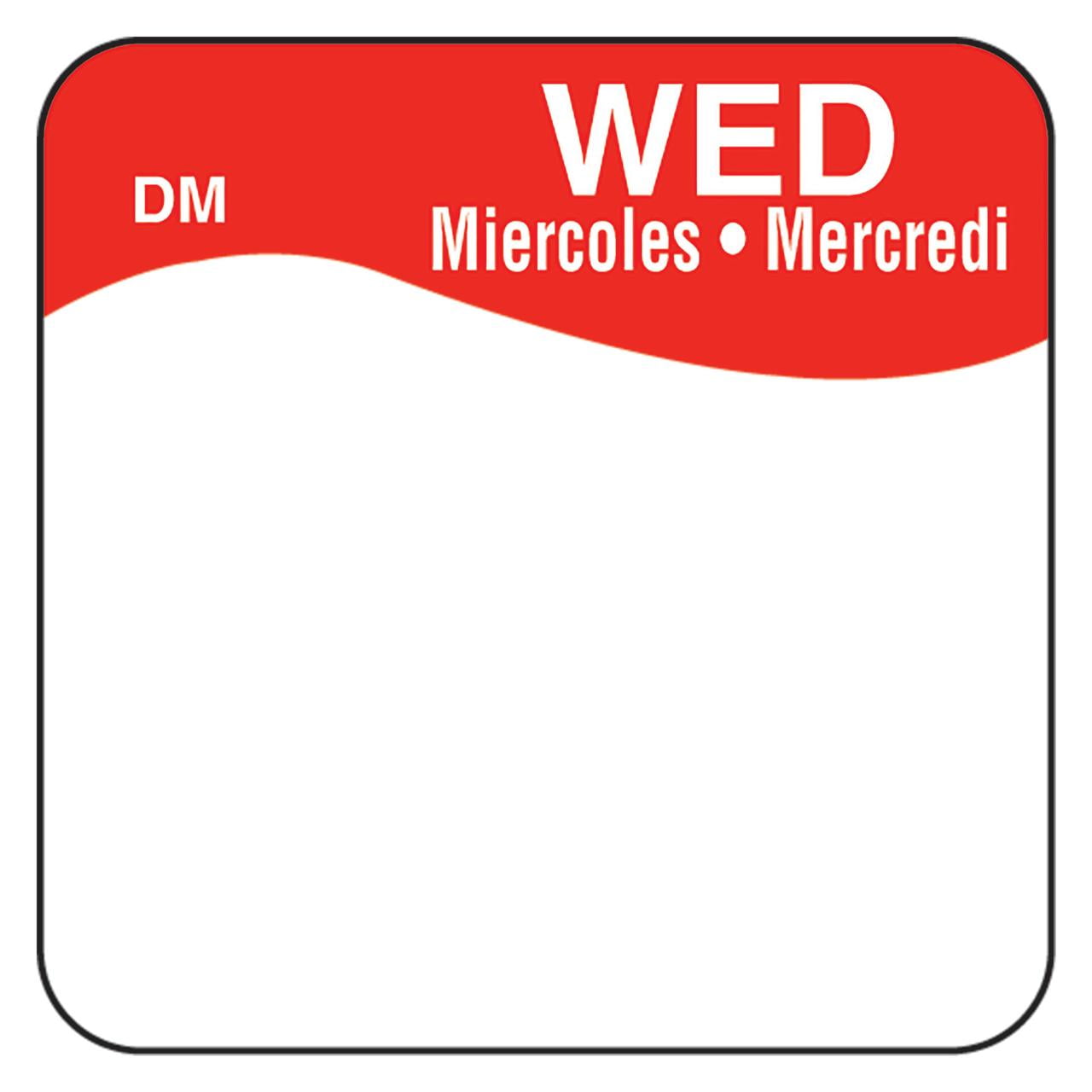 DayMark Day of the Week 1" x 1" Dissolvable Label, WED (Roll of 500 ...