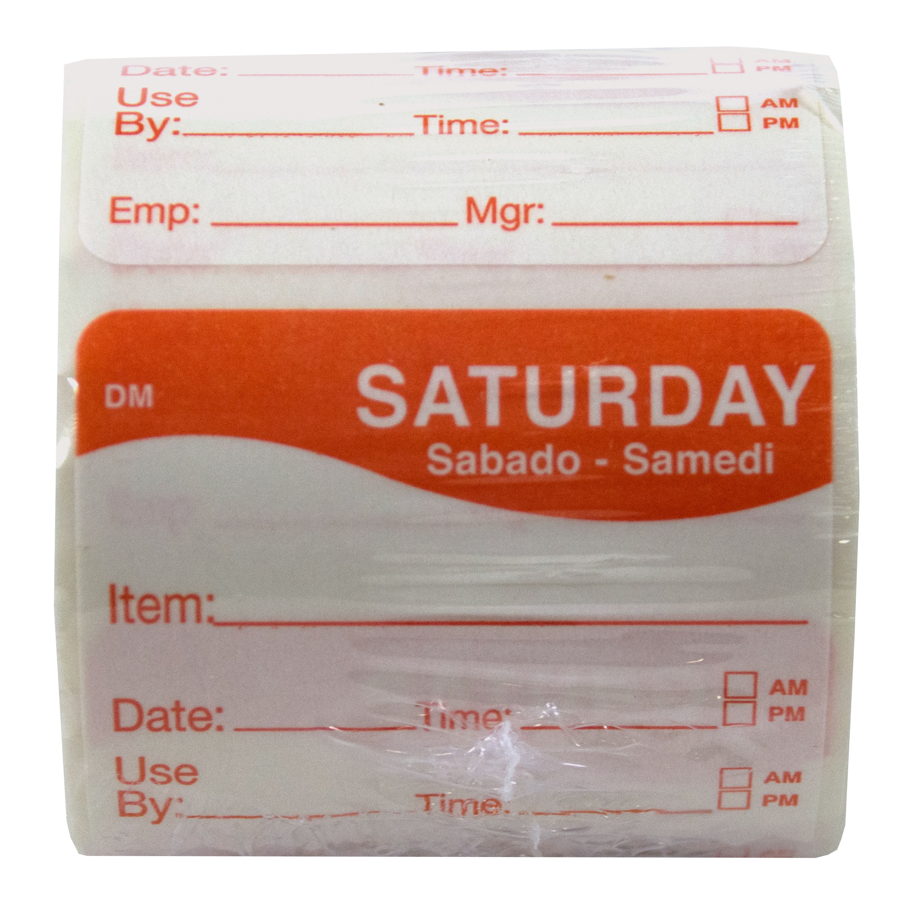 DayMark Day of the Week 2" x 2" Dissolvable Label, Saturday, Item/Date ...