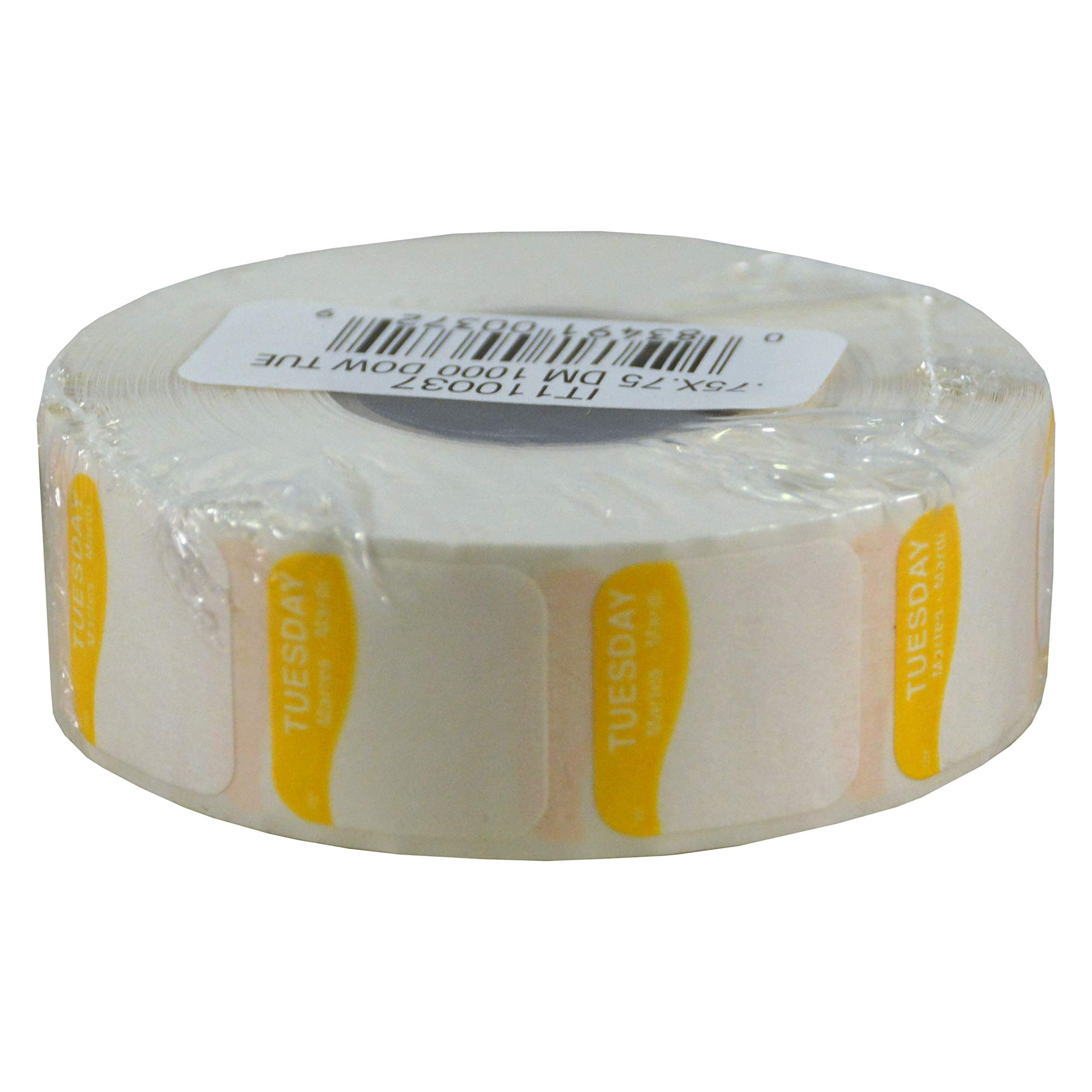 DayMark Day of the Week Dissolvable Label, Tuesday, 3/4" x 3/4", Yellow ...