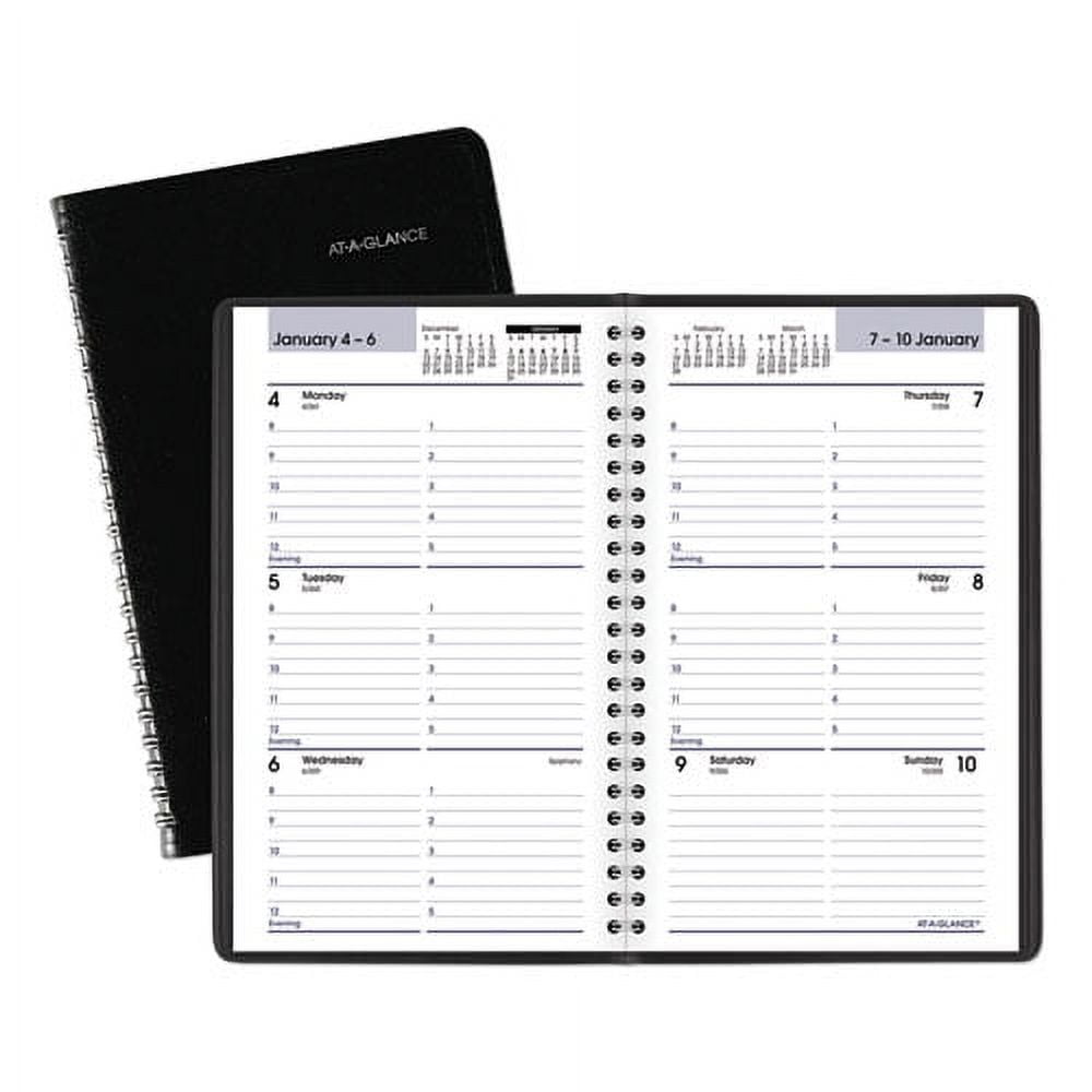 DayMinder Block Format Weekly Appointment Book, 8.5 x 5.5, Black Cover ...