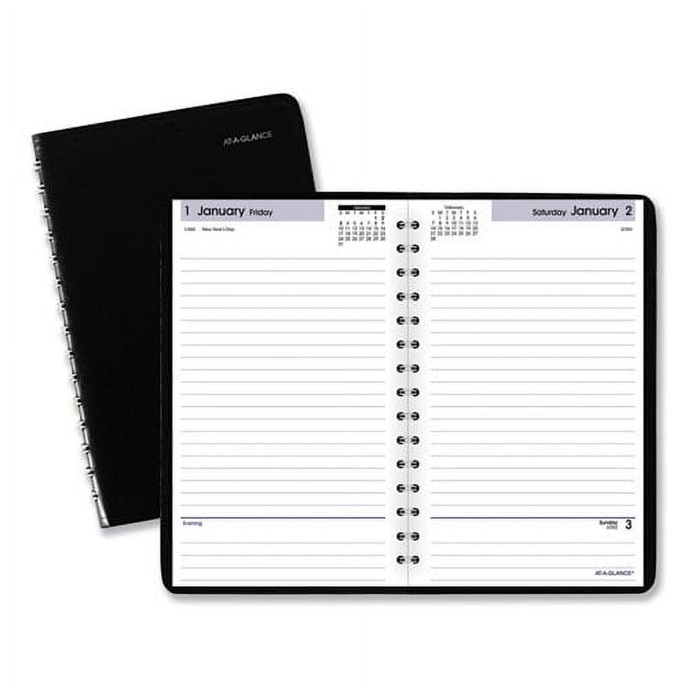 DayMinder 2024 Daily Calendar Planner, Wire Bound, 8x5, Black Cover ...