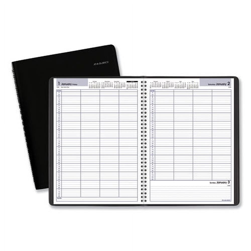 DayMinder Four-Person Group Daily Appointment Book, 11 x 8, Black Cover ...