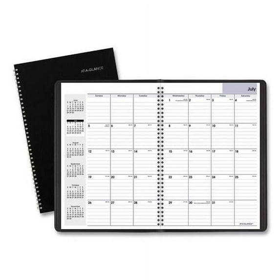 DayMinder Monthly Planner, Academic Year, Ruled Blocks, 12 x 8, Black ...