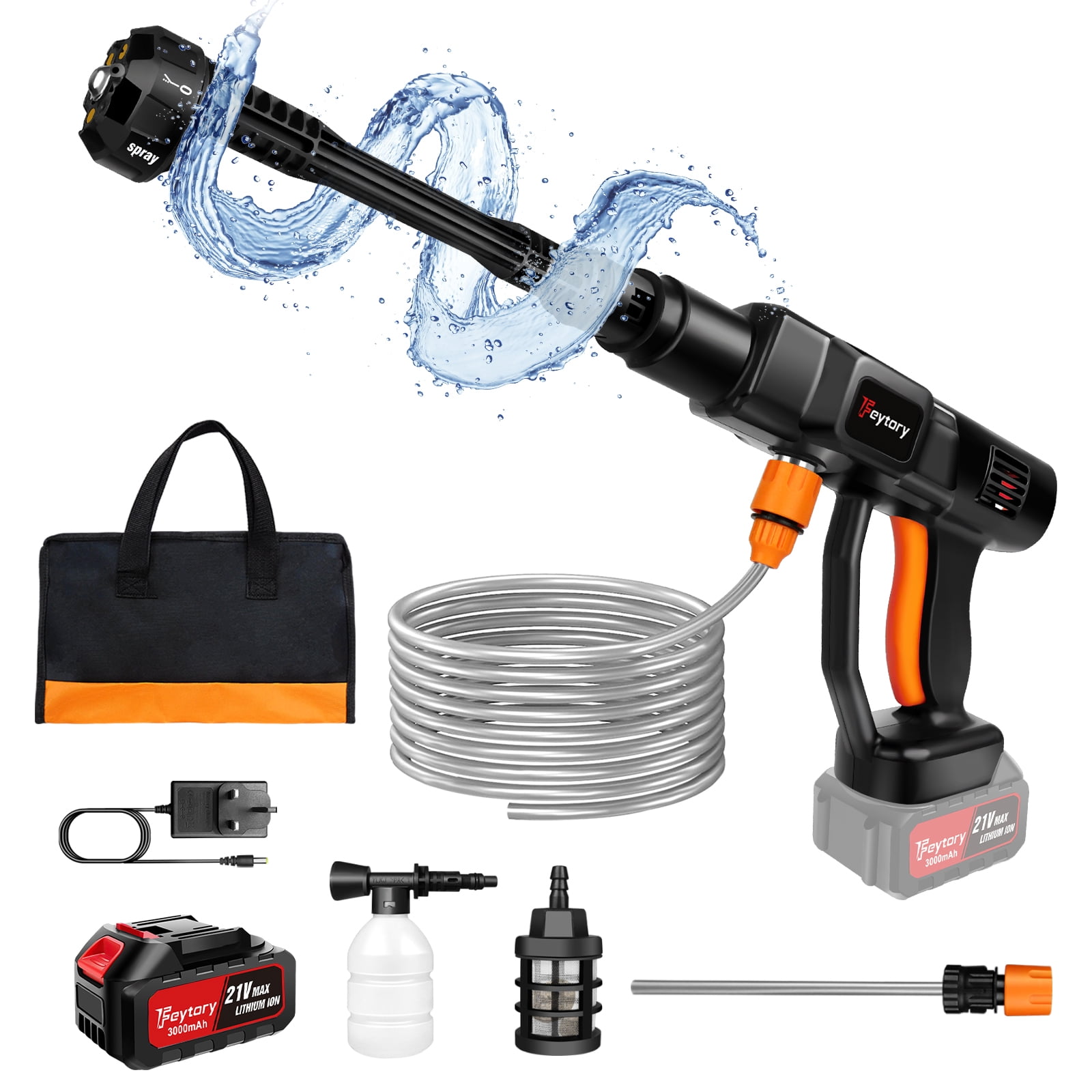 DayPlus Cordless Pressure Washer, 3000PSI Portable High Pressure Washer ...