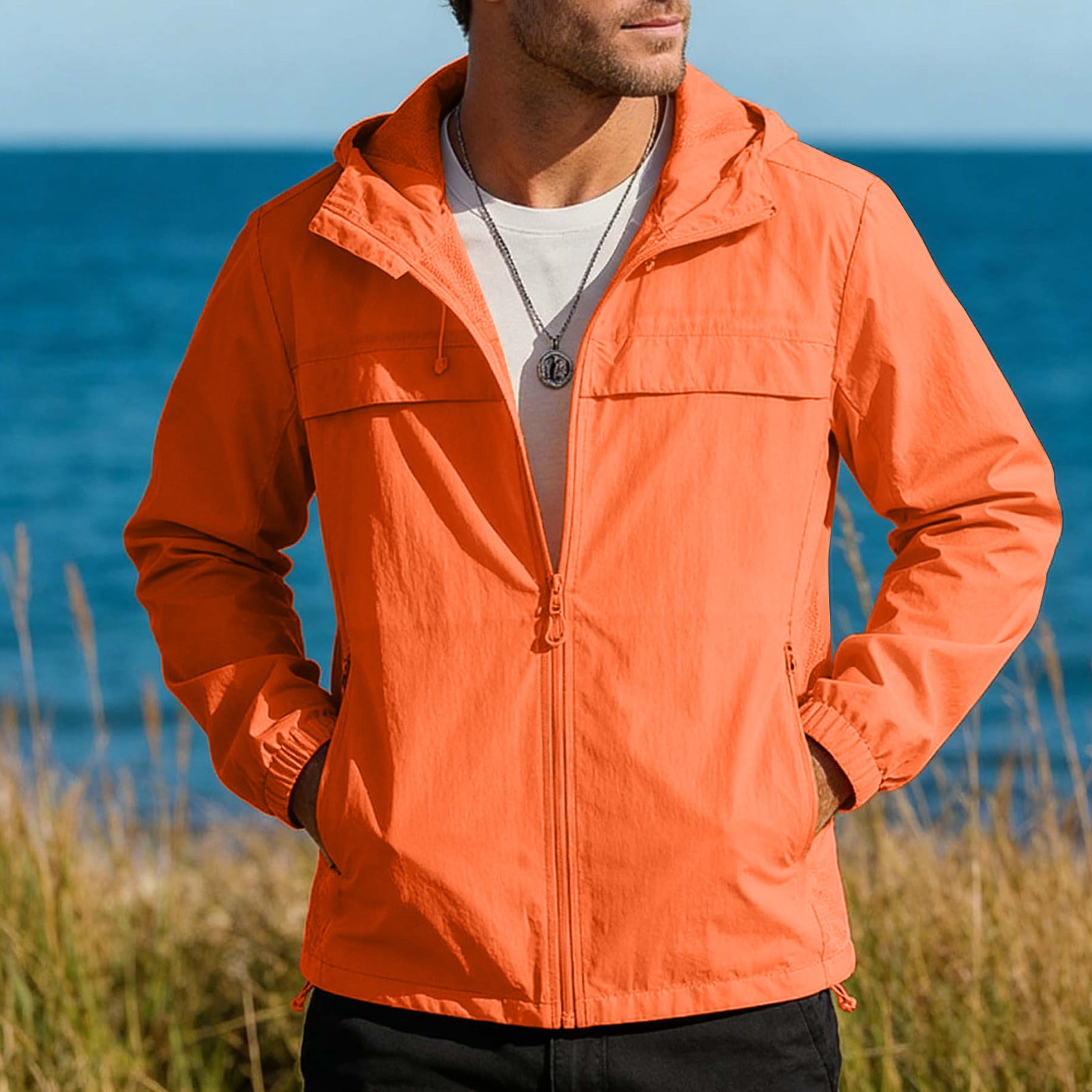 DayScoop Fashion Outer jacket for Men Casual Outerwear Solid Color ...