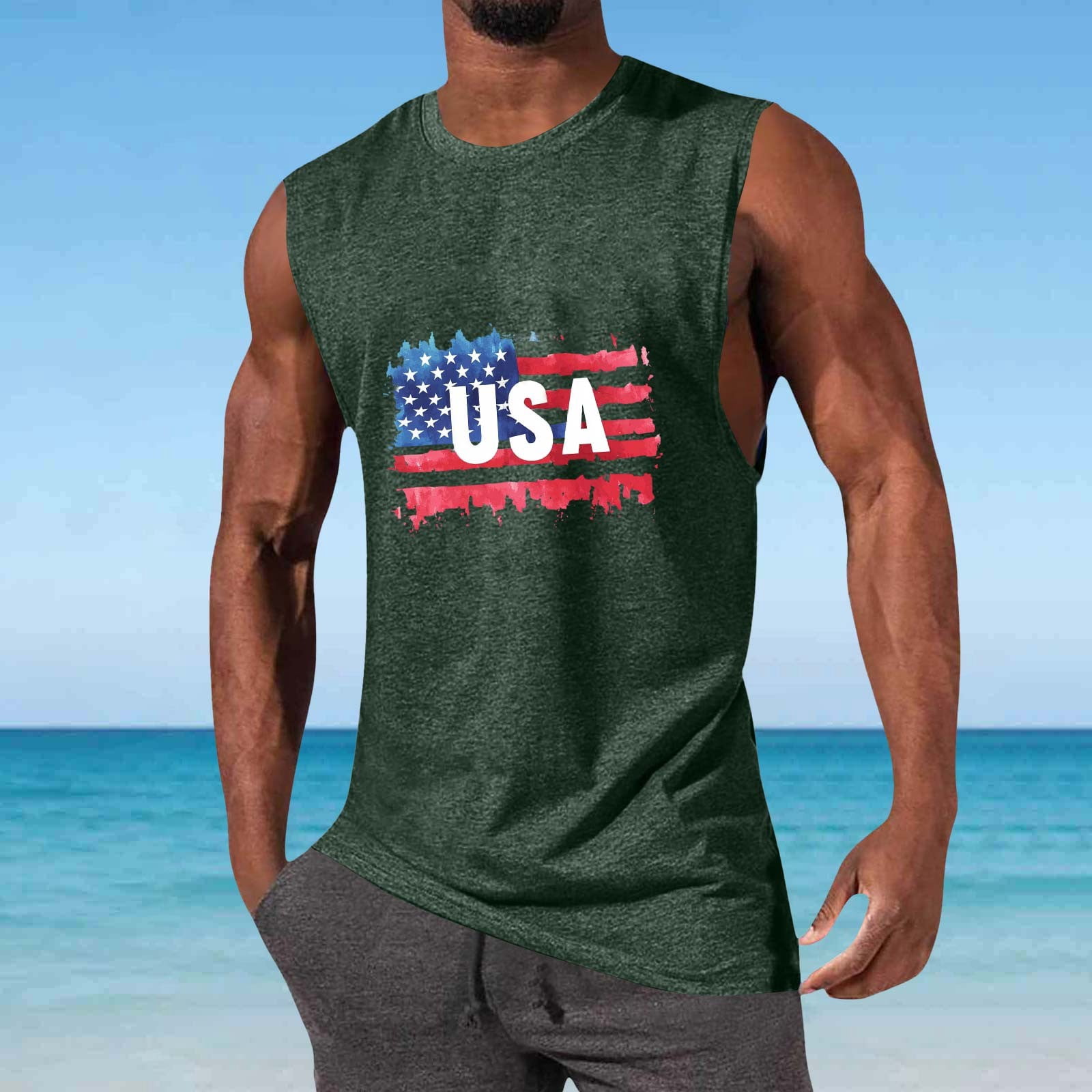 DayScoop Fashion Tank Topss for Men Casual Blouses Summer Round-Neck ...