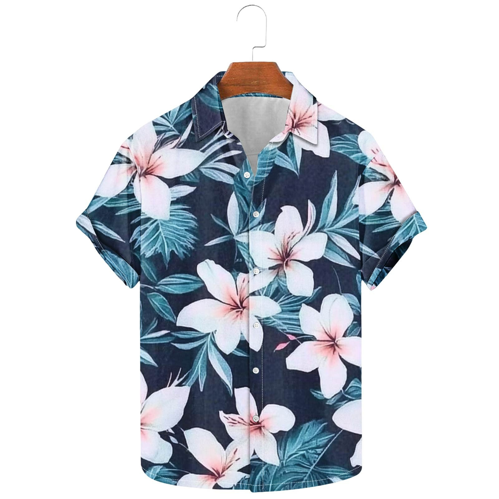 DayScoop Mens Casual Shirt Fashion Blouse Summer Floral Print Hawaiian ...