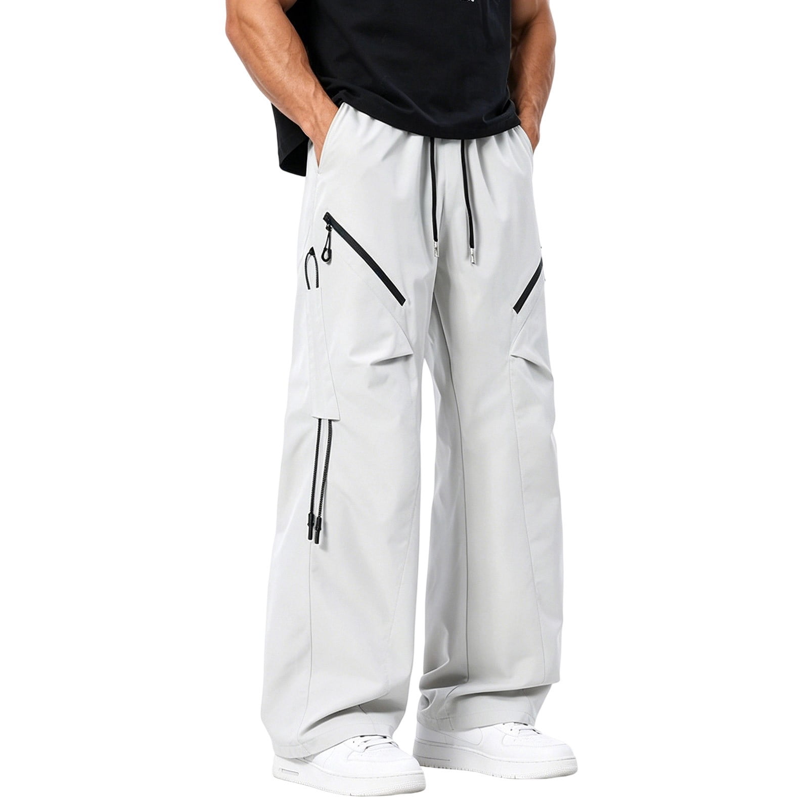DayScoop Mens Fashion Pants Casual Trousers Summer Straight Loose Wide ...