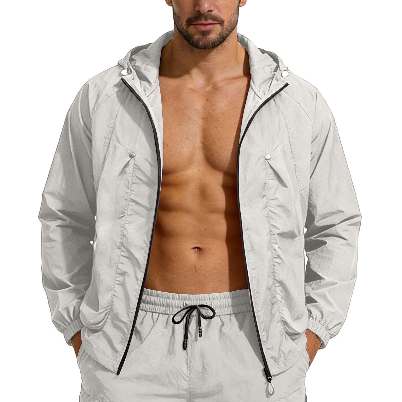 DayScoop Mens Jackets Casual Outerwear Solid Color Summer Fashion ...