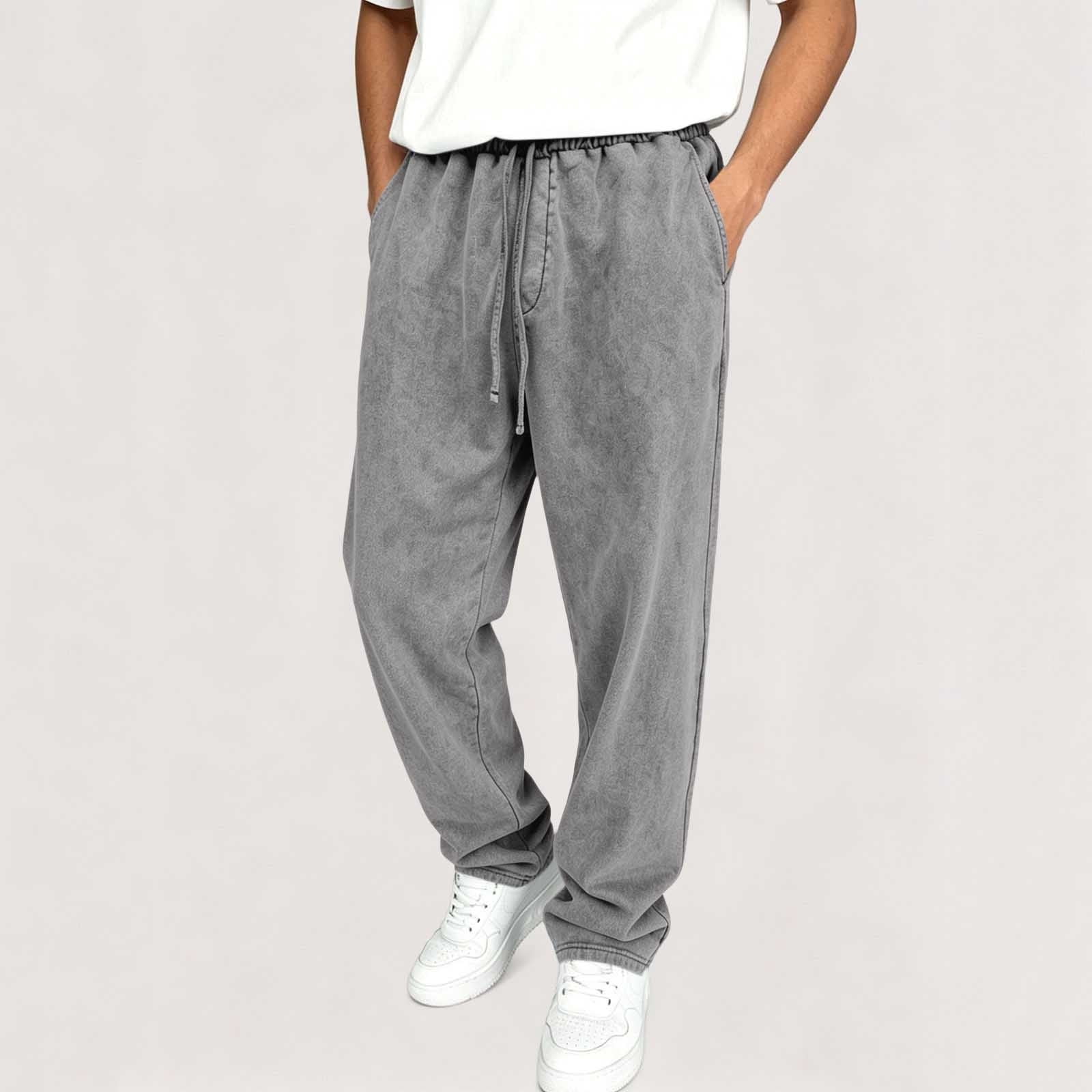 DayScoop Mens Plus Size Pants Solid Color Trousers Casual Summer ...