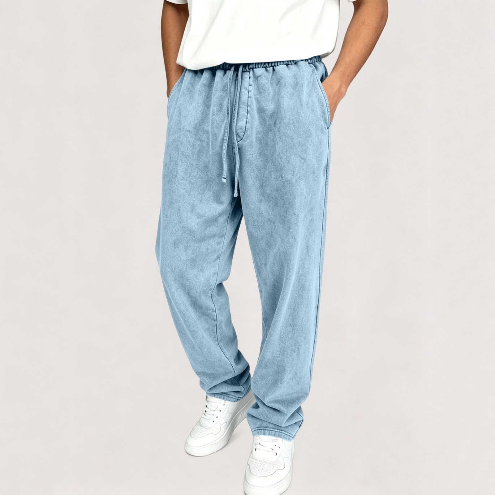 DayScoop Mens Plus Size Pants Solid Color Trousers Casual Summer ...