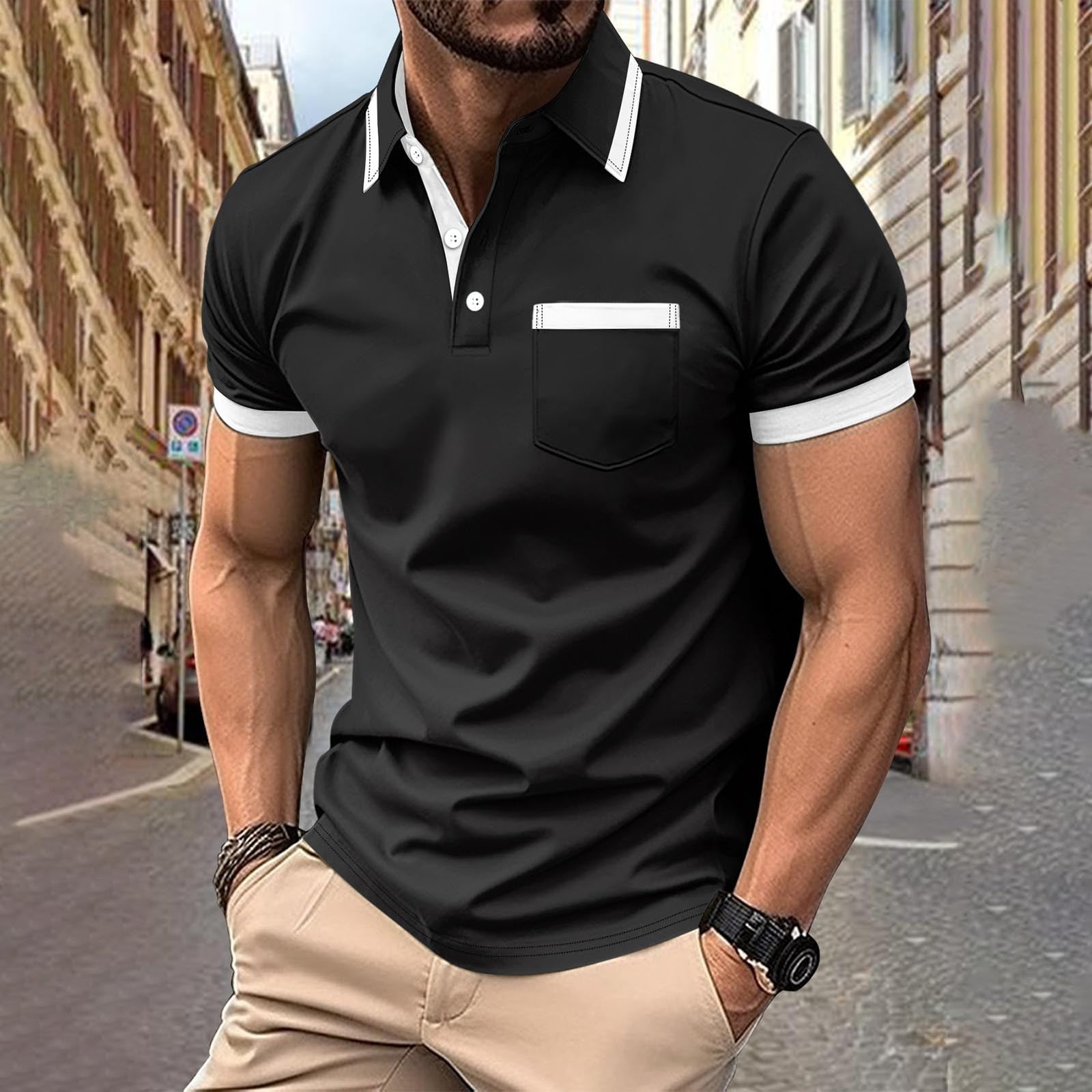 DayScoop Mens Summer T-Shirt Short Sleeve T Shirt Solid Color Casual ...