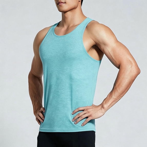 DayScoop Solid Color Tank Topss for Men Fashion Blouses Summer Casual ...