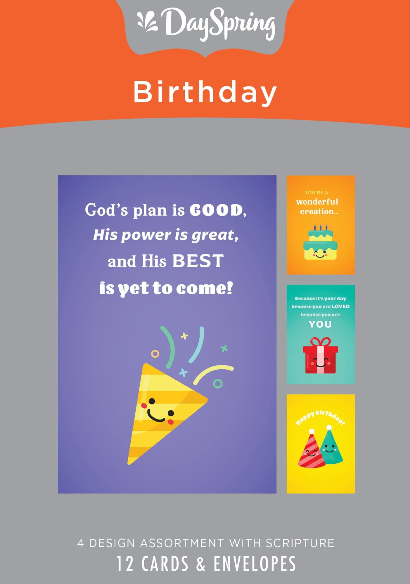 DaySpring - God’s Plan is Good - Birthday - 4 Design Assortment with ...