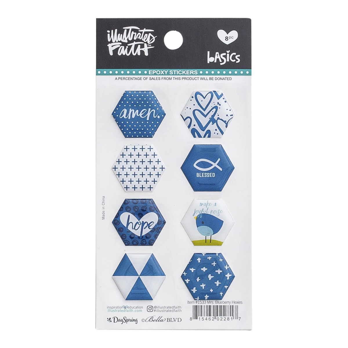 DaySpring - Illustrated Faith - Mrs. Blueberry - 8-Piece Hexie Stickers ...