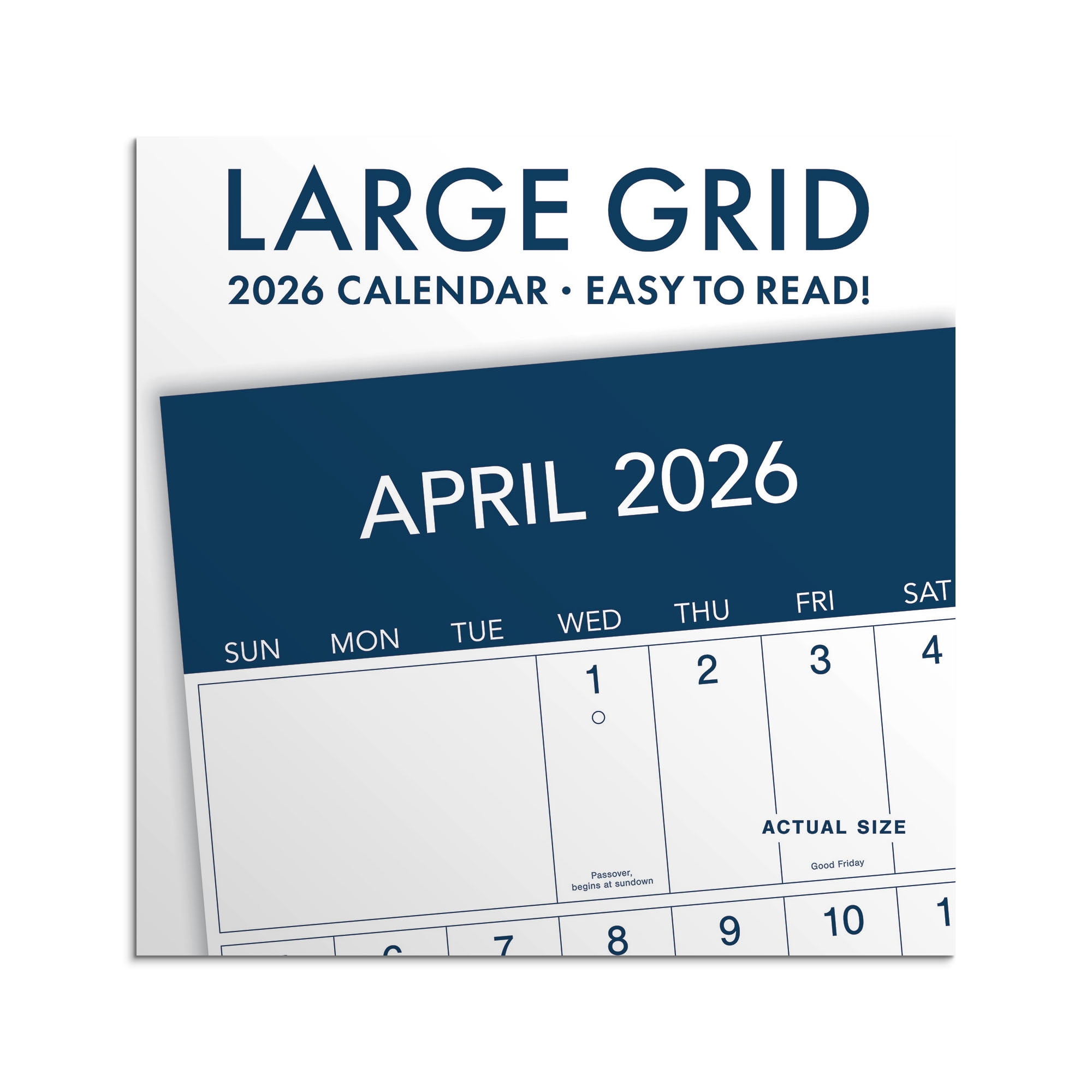 DaySpring Monthly Calendar (12"x12") Large Grid Blue 12 Month Jan 2026 ...