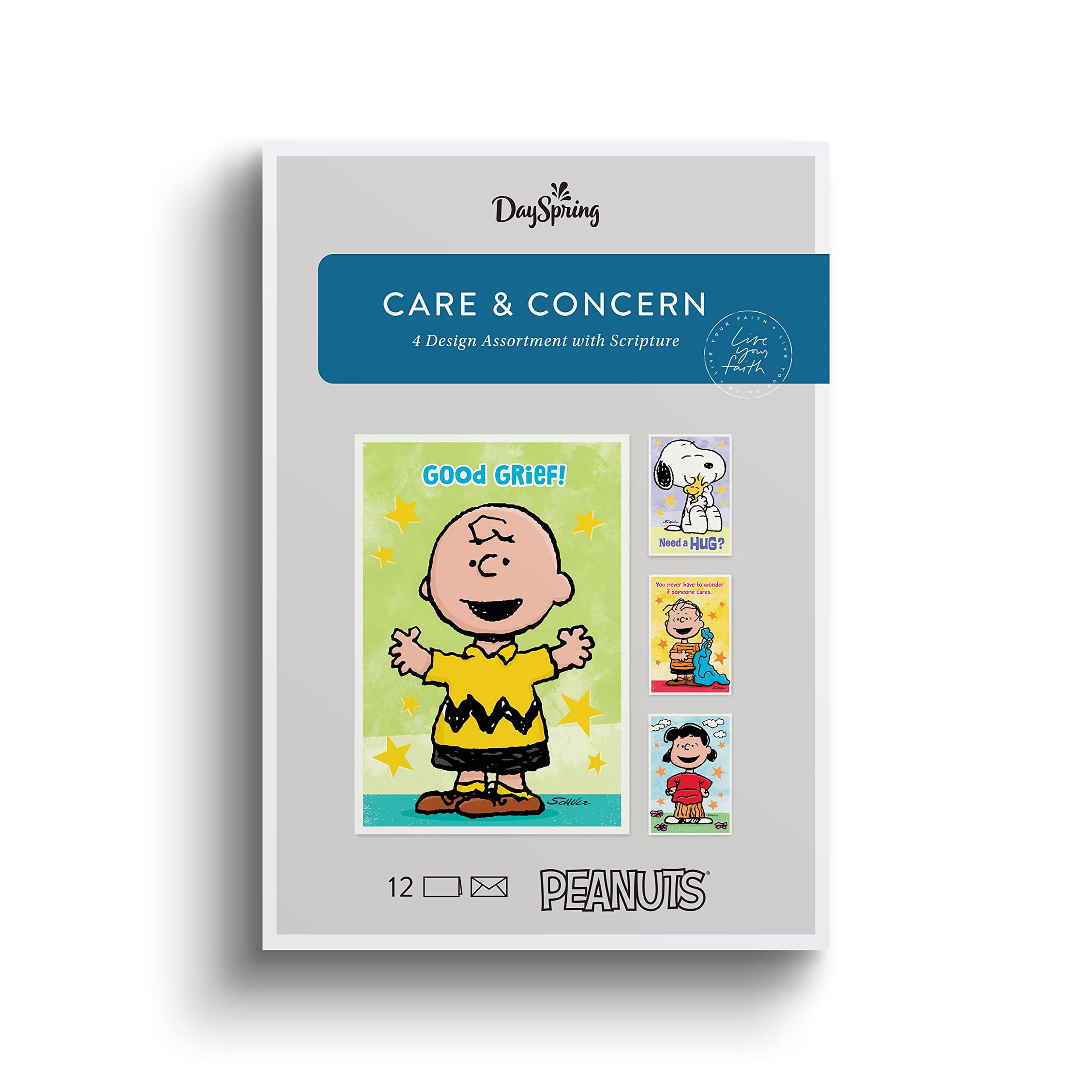 DaySpring - Need a Hug? - 4 Peanuts Greeting Card Assortment with ...