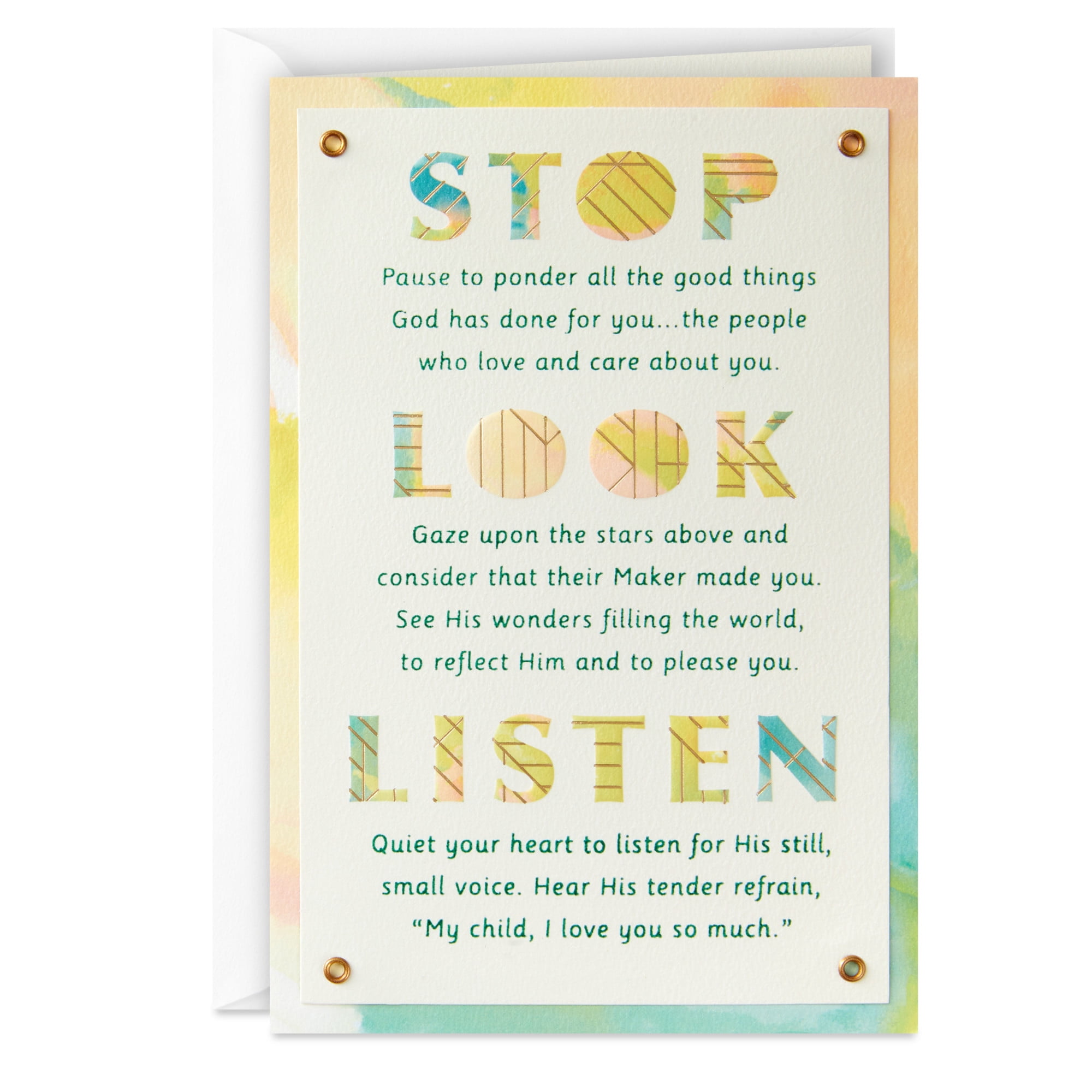 DaySpring Religious Birthday Card (Stop, Look, Listen and Enjoy ...