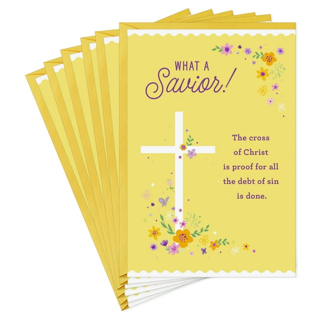 DaySpring Religious Easter Cards (Cross and Flowers on Yellow), Pack of ...