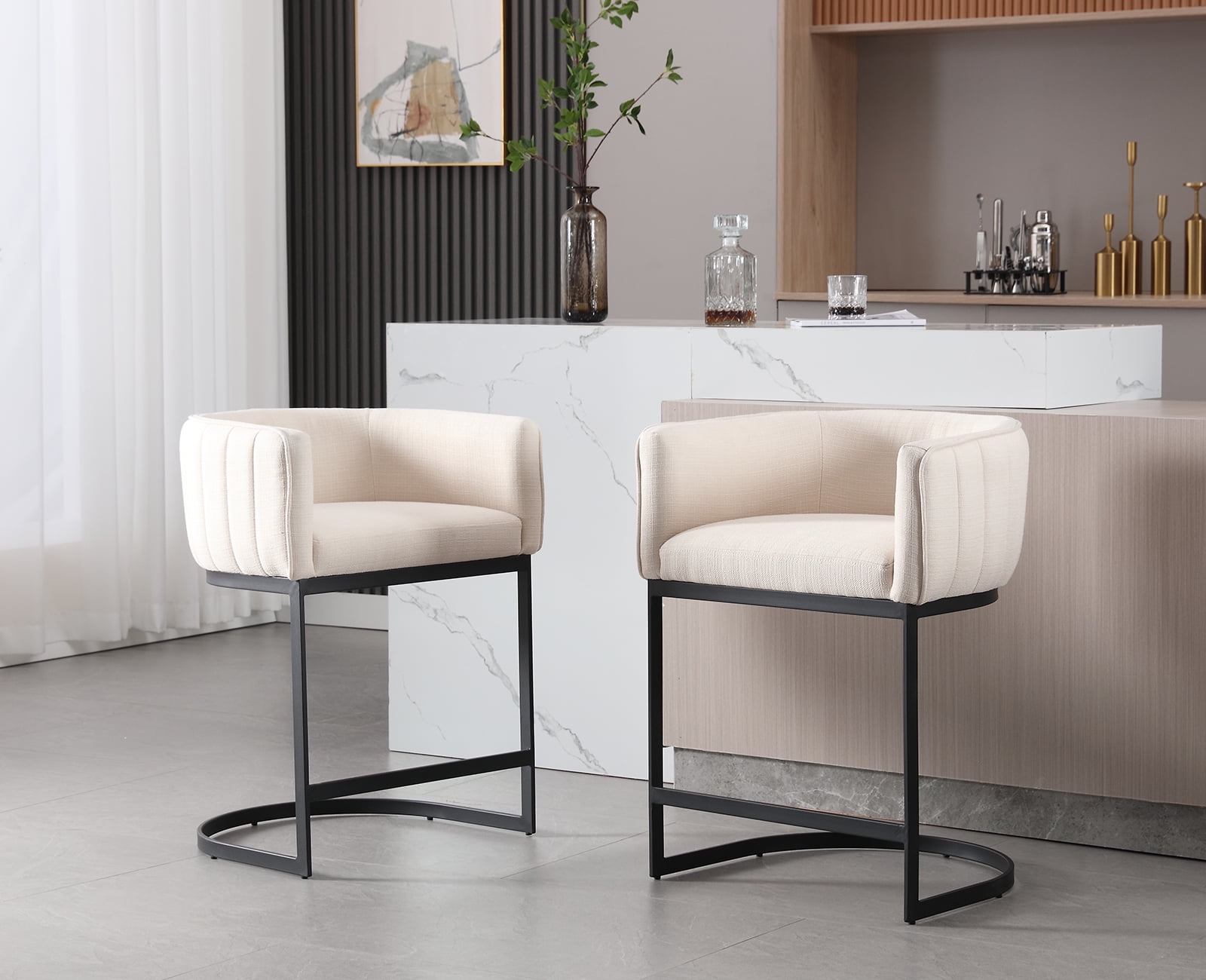 Dayalane 24.5" Modern Counter Height Bar Stool Set of 2, Linen ...