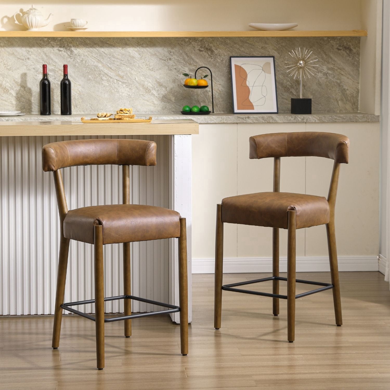 Dayalane 26.5" Counter Height Barstools Set of 2, Mid-Century Modern ...