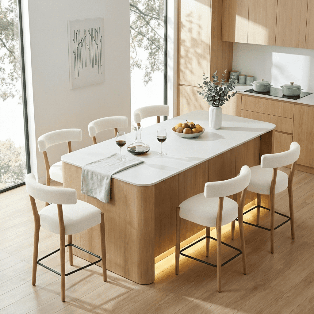 Dayalane 26.5" Counter Height Barstools Set of 6, Mid-Century Modern ...