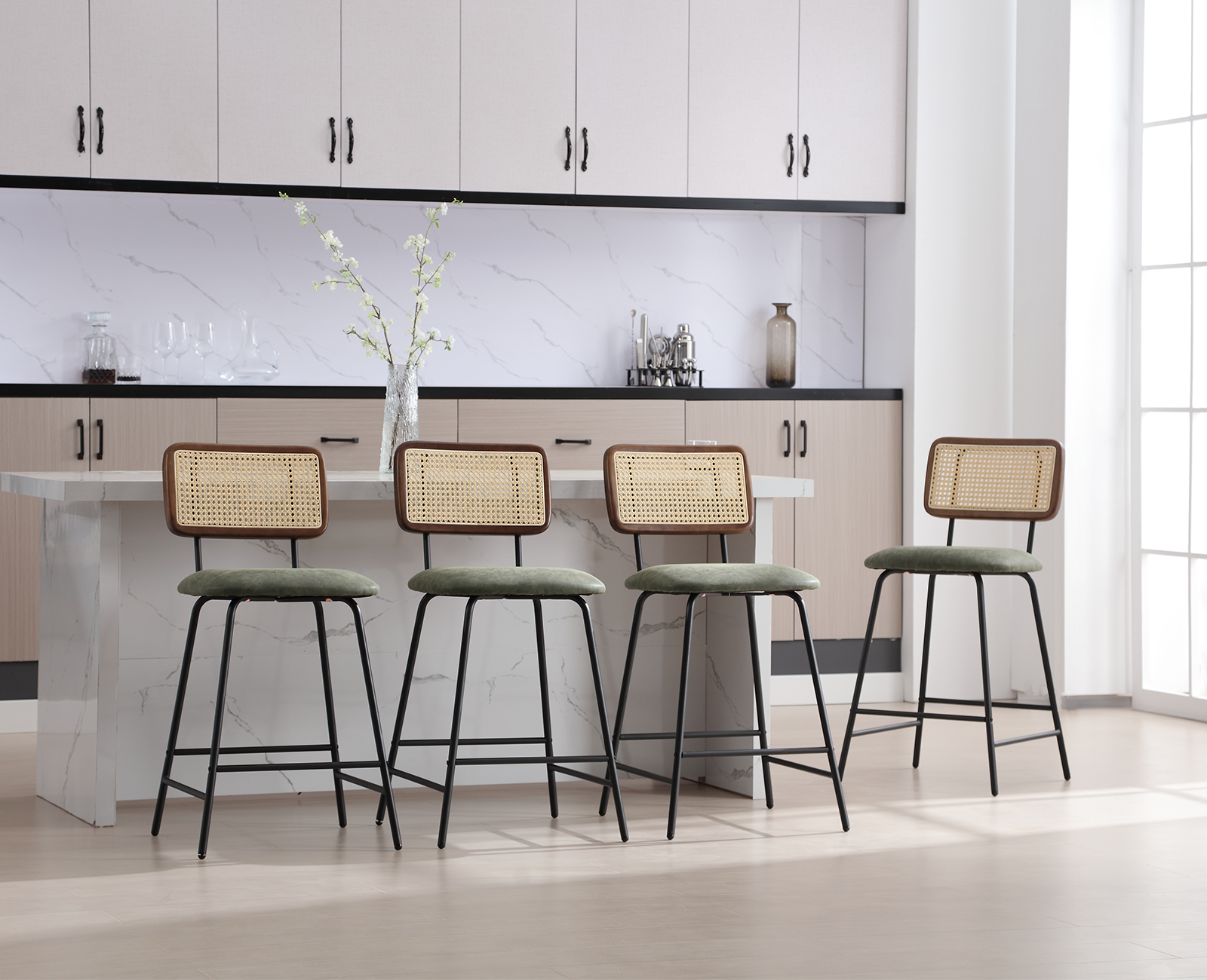 Dayalane Counter Height Bar Stools Set of 2, 30" Farmhouse Wooden ...