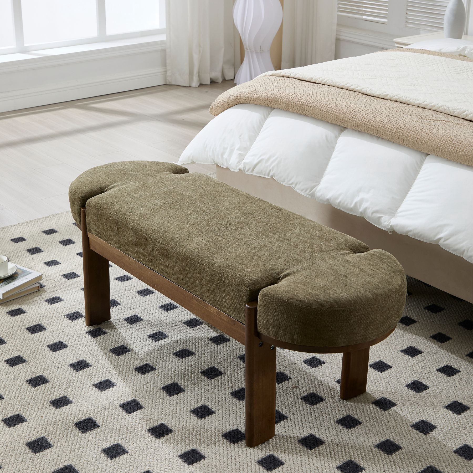 Dayalane 51" Modern Upholstered Bedroom Bench, Chenille End of Bed ...