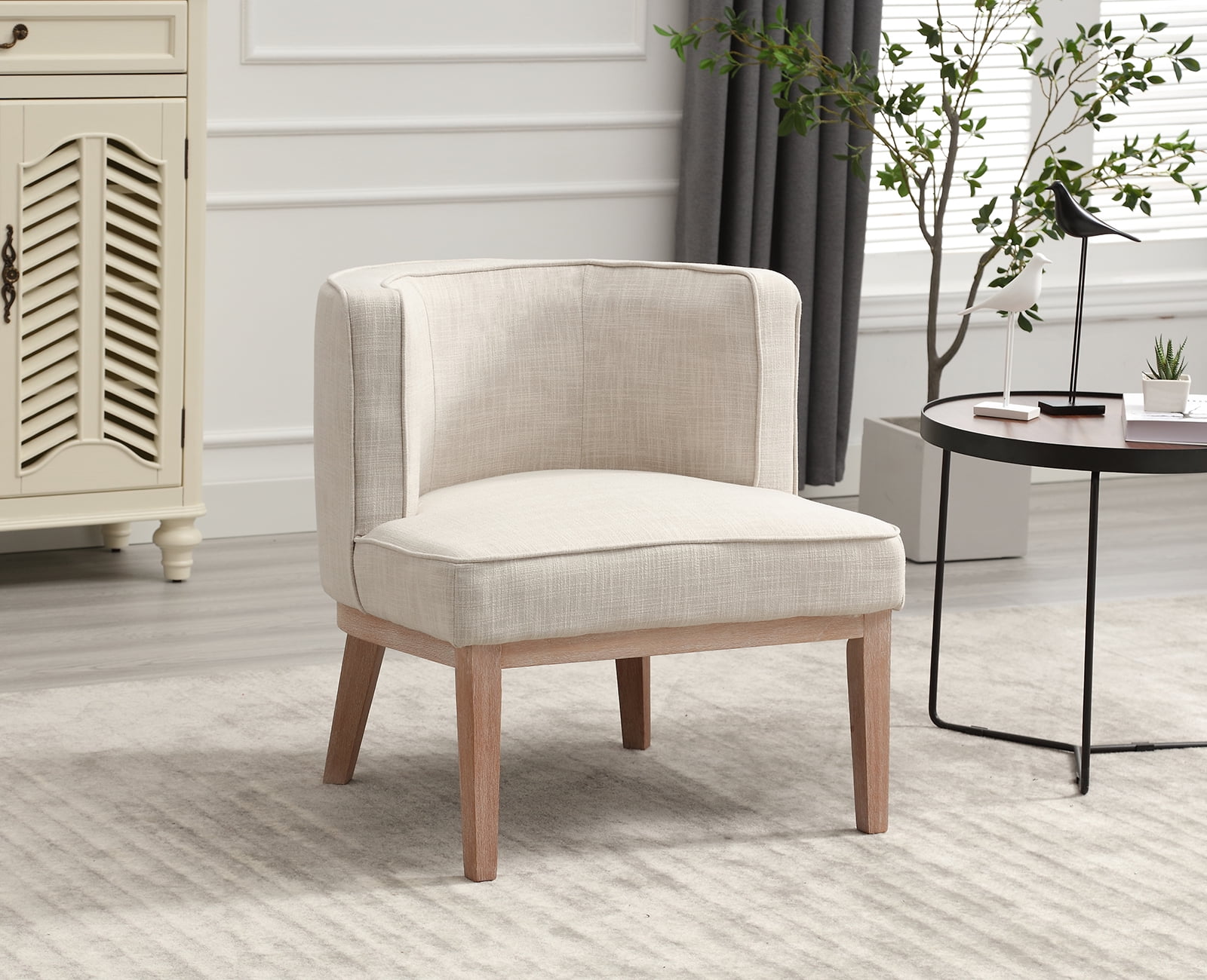 Dayalane Accent Chair, Mid-Century Modern Wooden Barrel Chair with ...