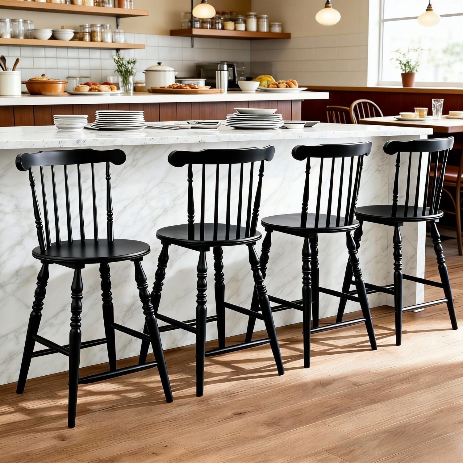 Dayalane Antique-style Windsor Bar Stools Set of 4, 24" Counter Height ...