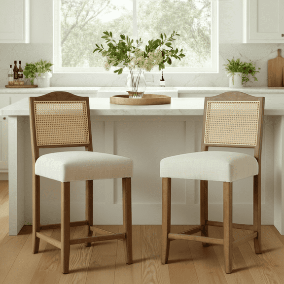 Dayalane 26.5" Counter Height Barstools Set of 4, Mid-Century Modern ...