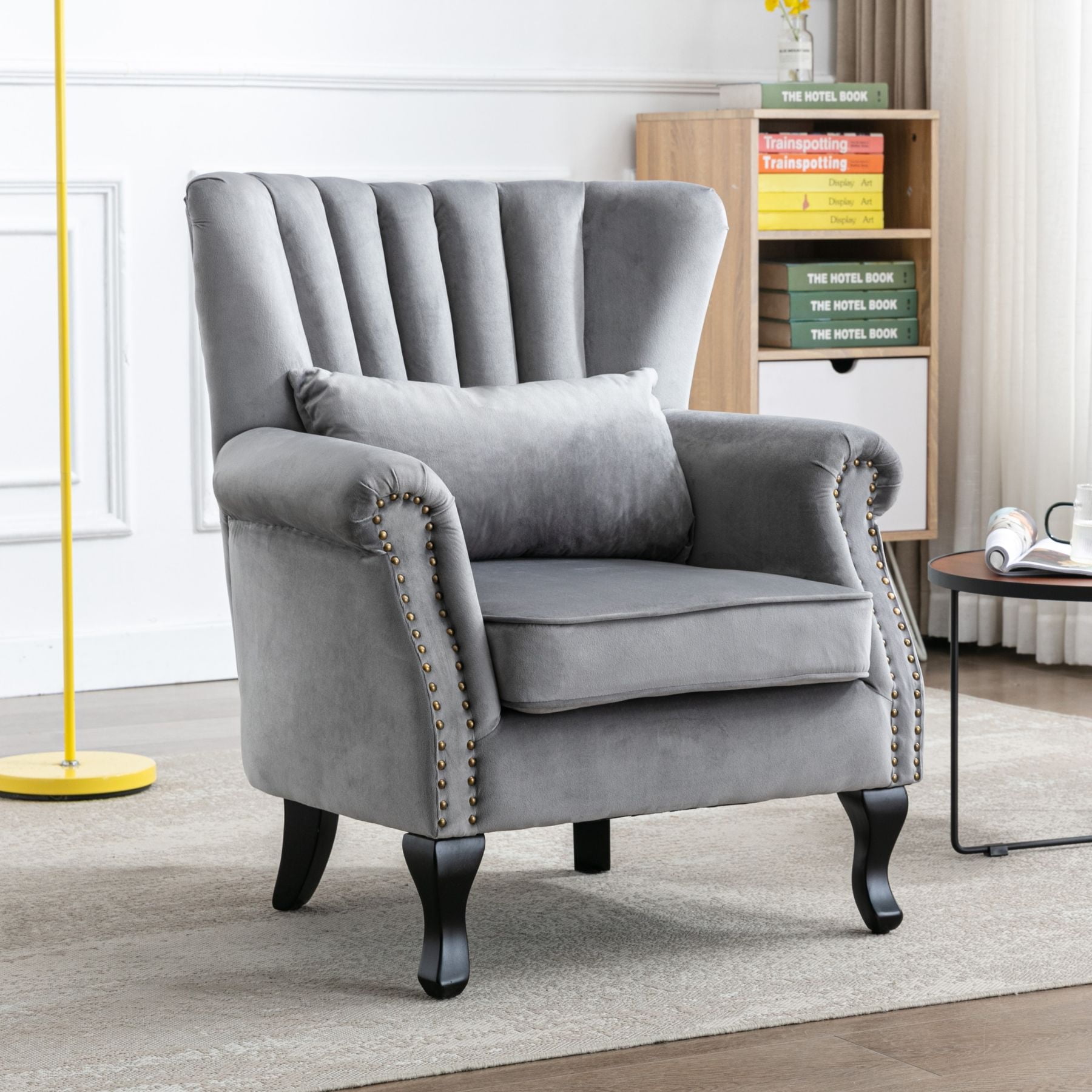 Dayalane Mid-Century Modern Accent Chair, Tufted Wingback Reading Armchair for Living Room ...