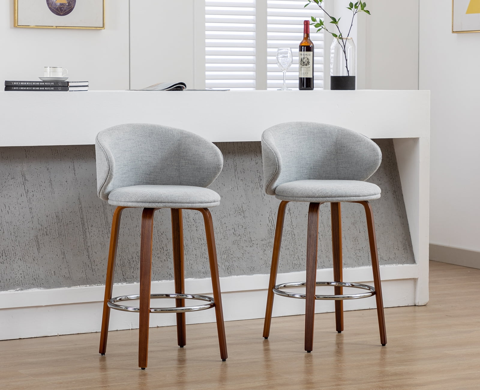 Dayalane Modern Bar Stool Set of 2, 26" Counter Height Bar Stool with ...