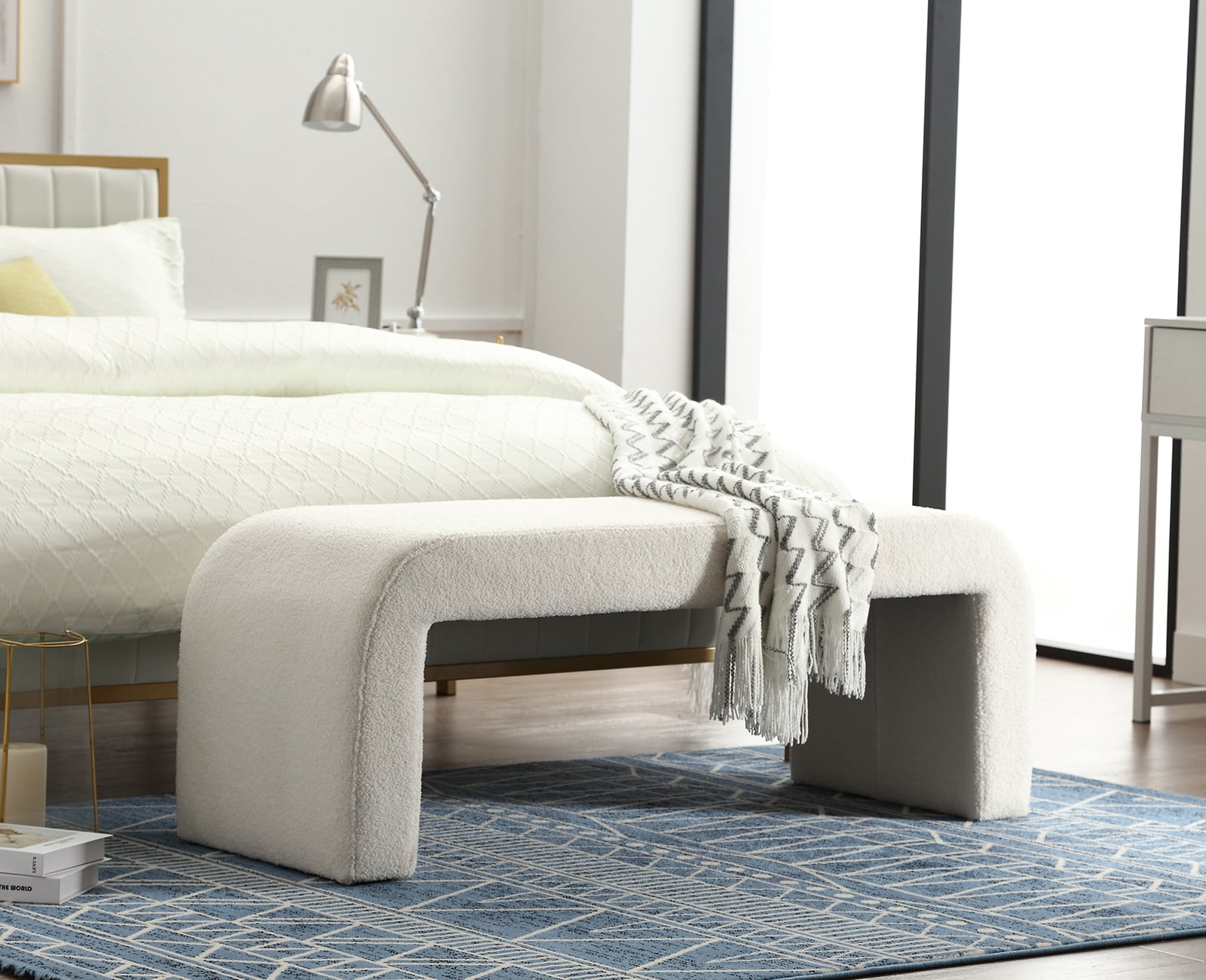 Dayalane Modern U-Shaped Upholstered Bench, Comfy Sitting with Legs ...